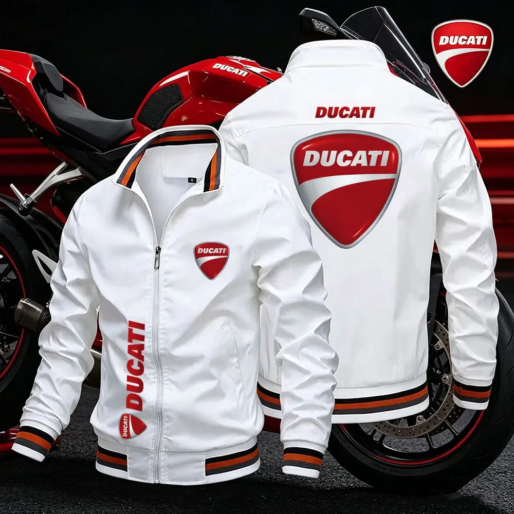 Мужская мотоциклетная куртка Ducati 2026: весенне-летняя, для активного отдыха, модная, Белый, M, 7