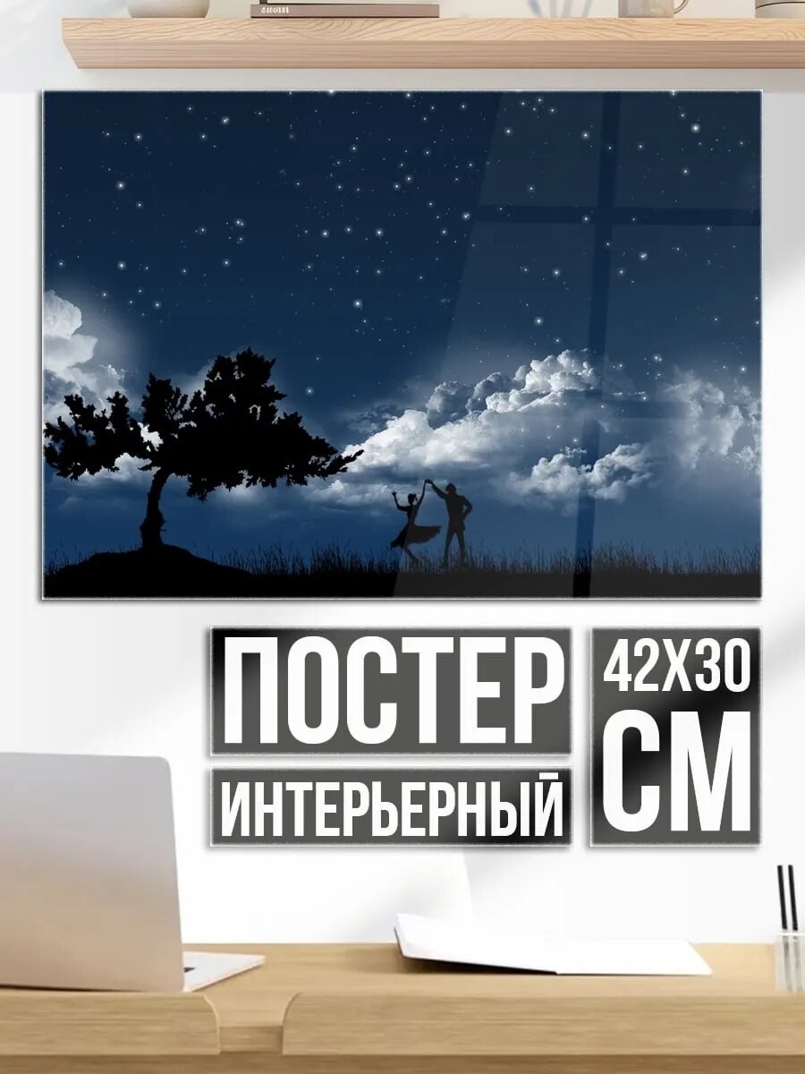 Плакат постер Пара под звездами
