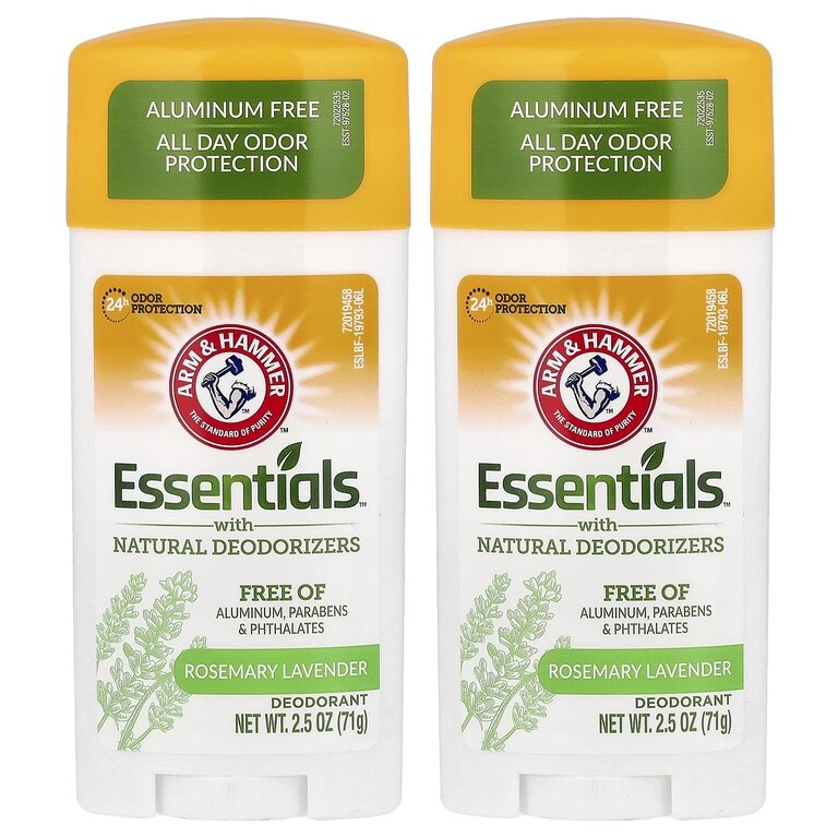 Arm & Hammer, Essentials с натуральными дезодорантами, дезодорант женский, розмарин и лаванда, 2 упаковки по 71 г