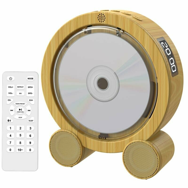 Портативный CD-плеер с Bluetooth, настольный CD-плеер с пультом дистанционного управления, перезаряжаемый CD-плеер для дома со встроенными двойными динамиками, компактный размер