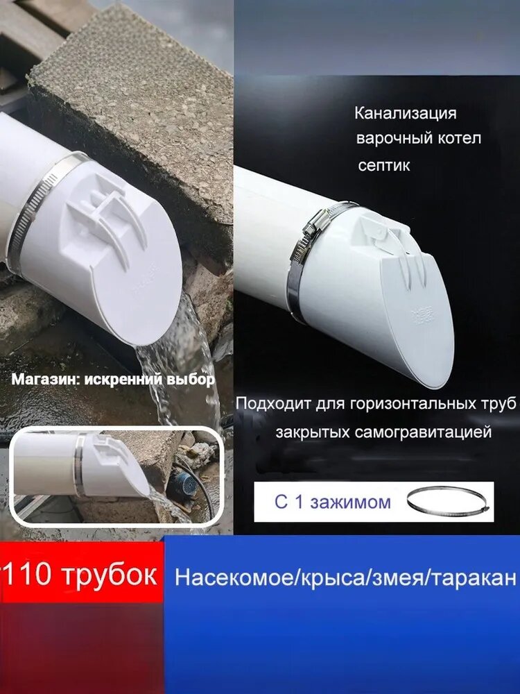 Пластиковый горизонтальный сливной клапан для 110 труб