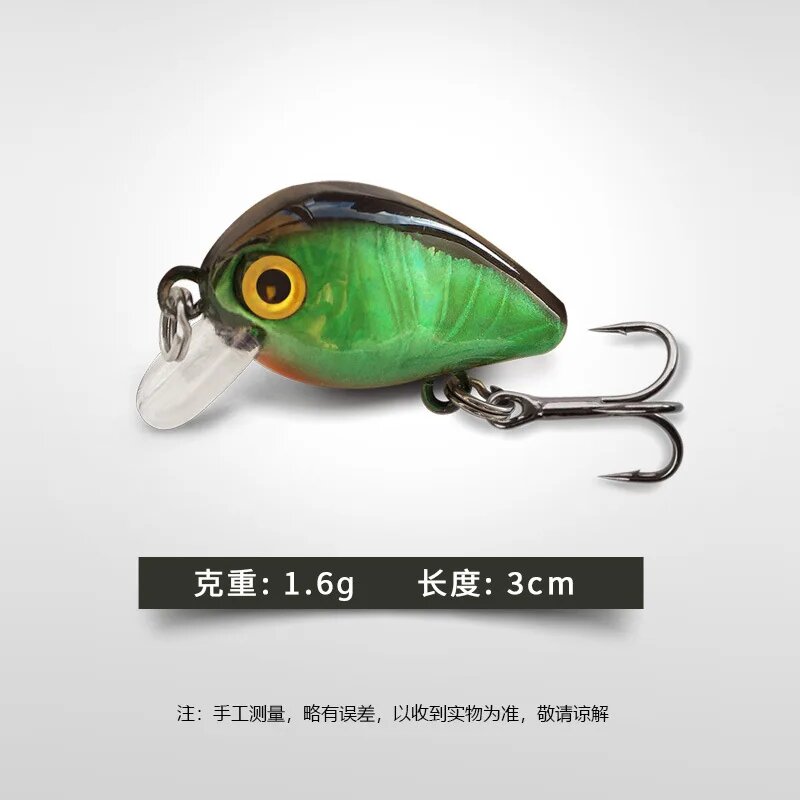 Мини-крэнк SHENGMEIYU 3 см 1.6 г для ловли форели, баса, карпа 8