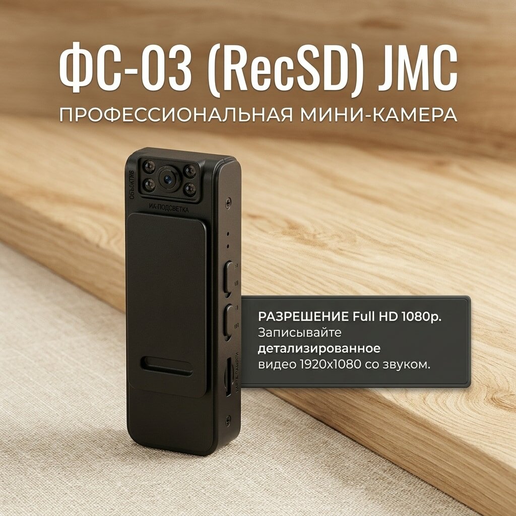Миниатюрная карманная камера FullHD с микрофоном - JMC ФС03