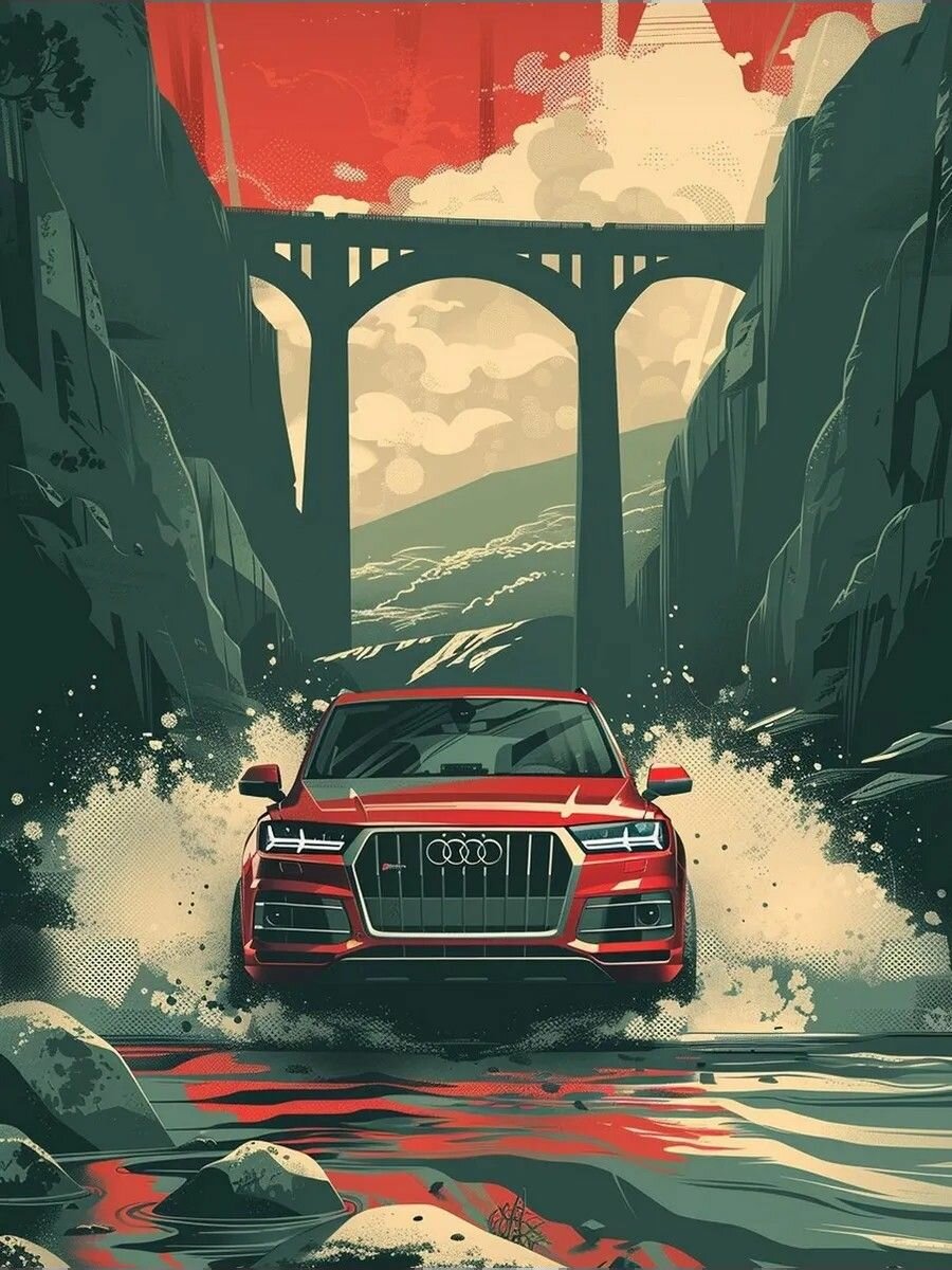 Постер Авто - Audi Q7 рисунок (40х50 см)