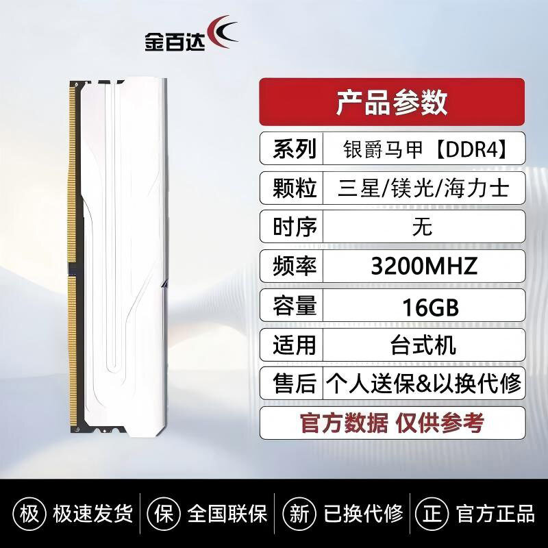 Jinbaida DDR4 Silver Knight 16ГБ/32ГБ/64ГБ игровой модуль памяти для киберспорта с радиатором для настольных ПК, одиночный модуль