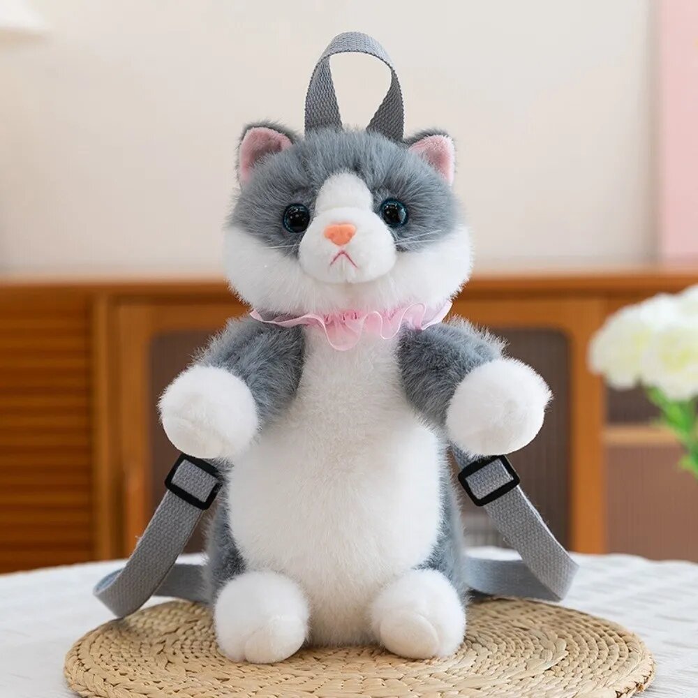 Рюкзак-игрушка кот, серый, 25 см