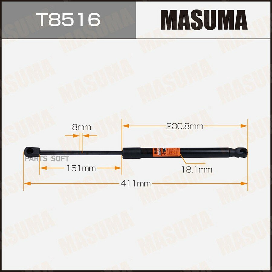 Амортизатор крышки багажника L=411 мм MASUMA T8516 | цена за 1 шт