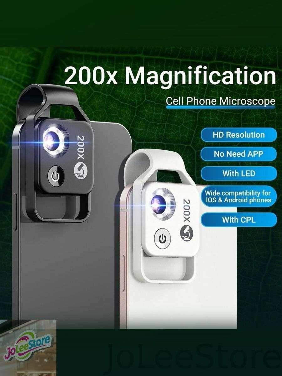 Объектив микроскопа с 200-кратным увеличением и светодиодной подсветкой CPL mobile micro карманные линзы для iPhone Samsung все смартфоны