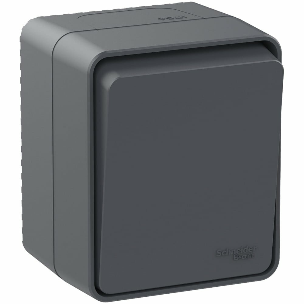 Переключатель 1-клавишный AtlasDesign Profi IP54, 10 АХ, открытой установки, Антрацит Systeme Electric ATN544061
