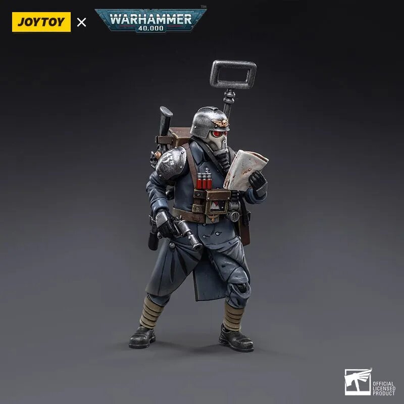 Подвижная фигурка JOYTOY Warhammer 40000 1/18 Astra Militarum Death Korps of Krieg Veteran Squad Guardsman Communications Specialist Подарочные модели
