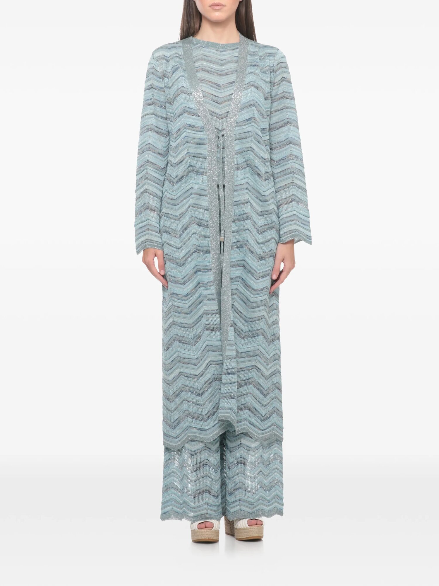 Кардиган D.EXTERIOR Zigzag-knit longline cardigan, размер 42 — фото 1