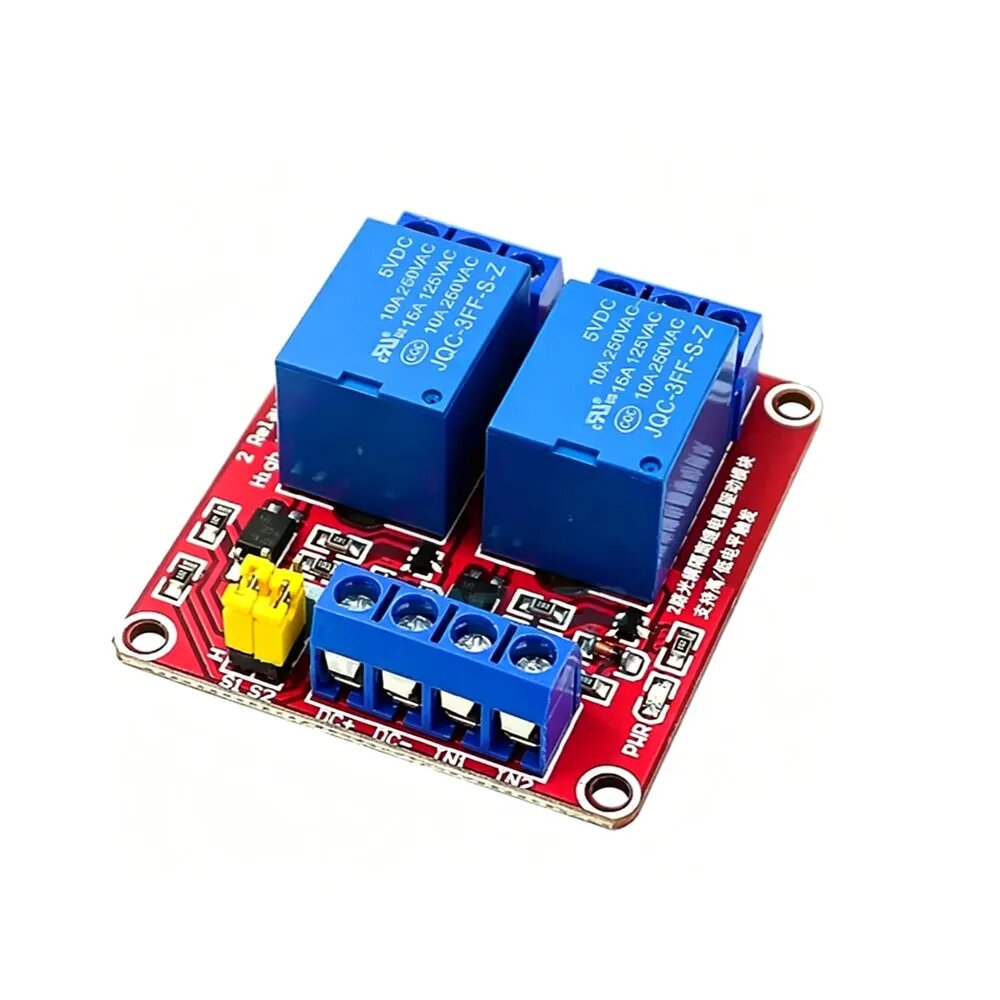 Двухканальный релейный модуль 5В/12В/24В с оптопарой для Arduino 12V