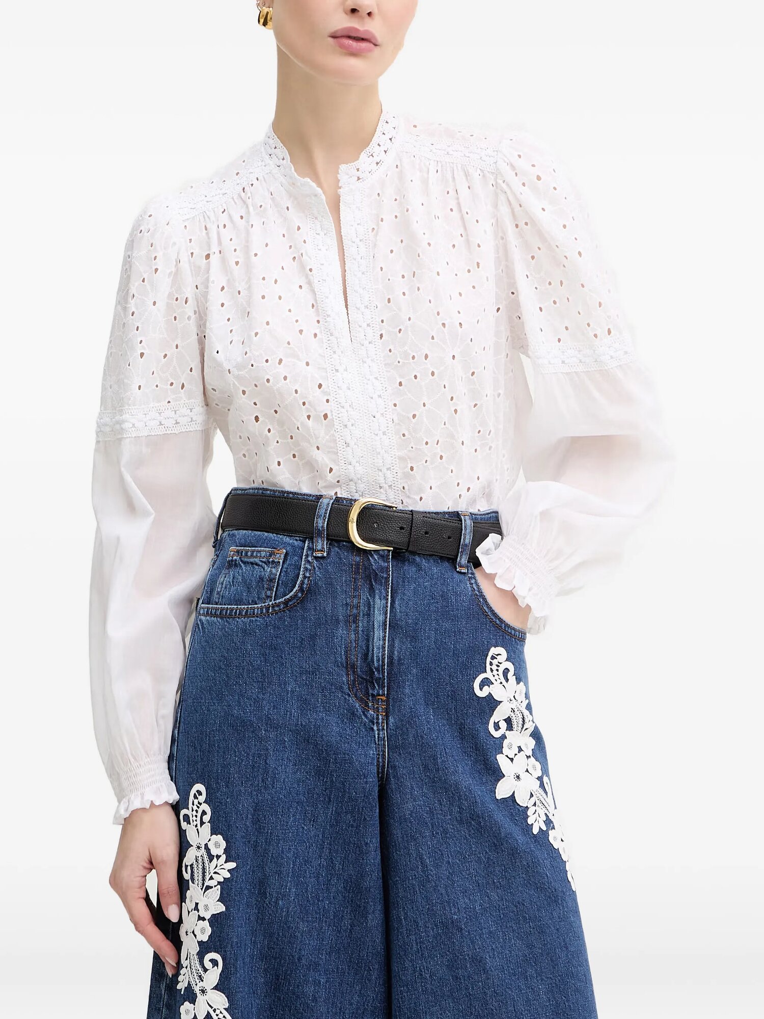 Блуза Broderie-anglaise lace-trim blouse