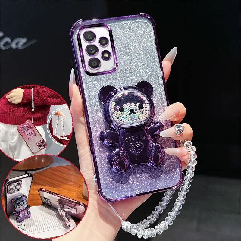 3D-чехол Для Телефона С Милым Мультяшным Медведем Для Samsung Фиолетовый, Purple, Samsung A23 5G