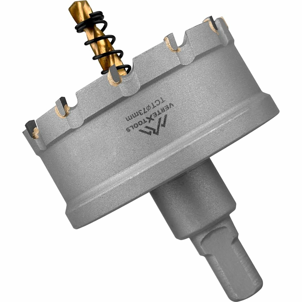 Коронка твердосплавная с центрирующим сверлом по металлу 73 мм vertextools 1819-73