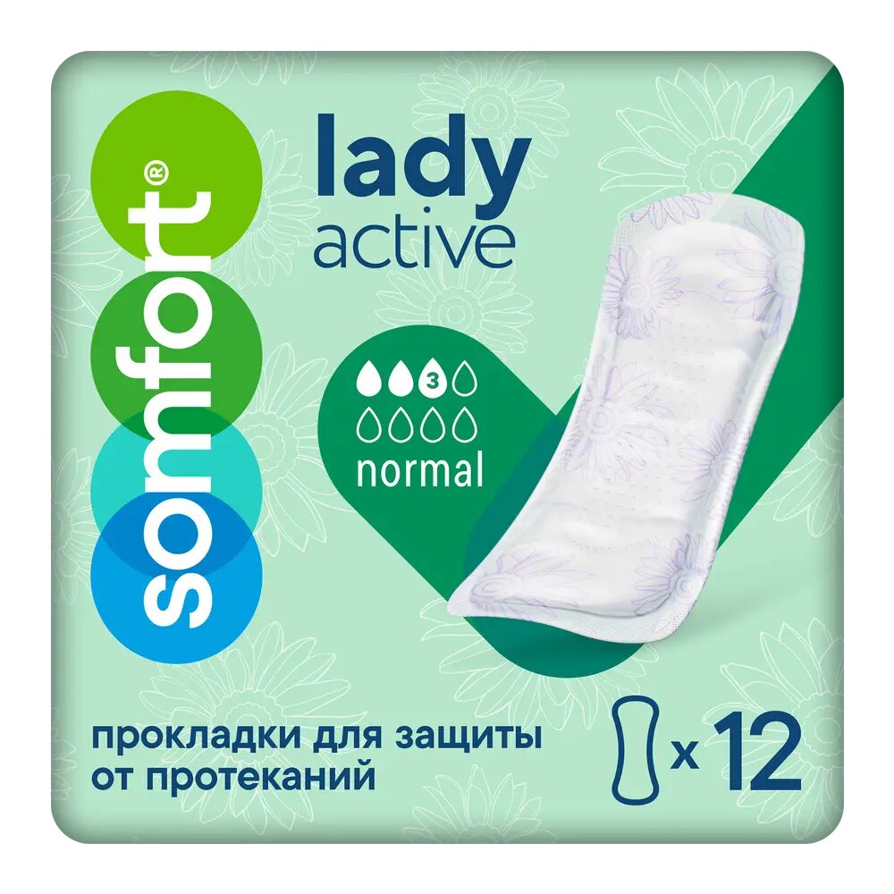 Somfort Lady Active Прокладки впитывающие Normal 12 шт