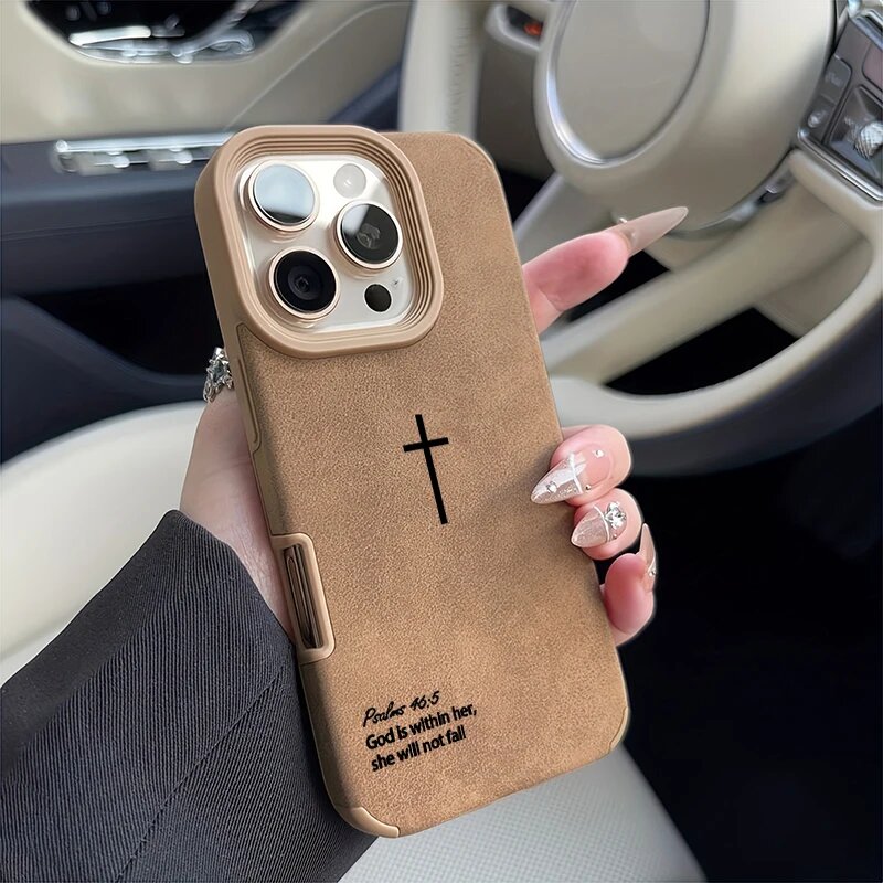 Матовый чехол из искусственной кожи «Крест Иисуса» для iPhone 17 16 Pro Max 15 14 13 12 11 XS Max XR X 16 Plus Cover