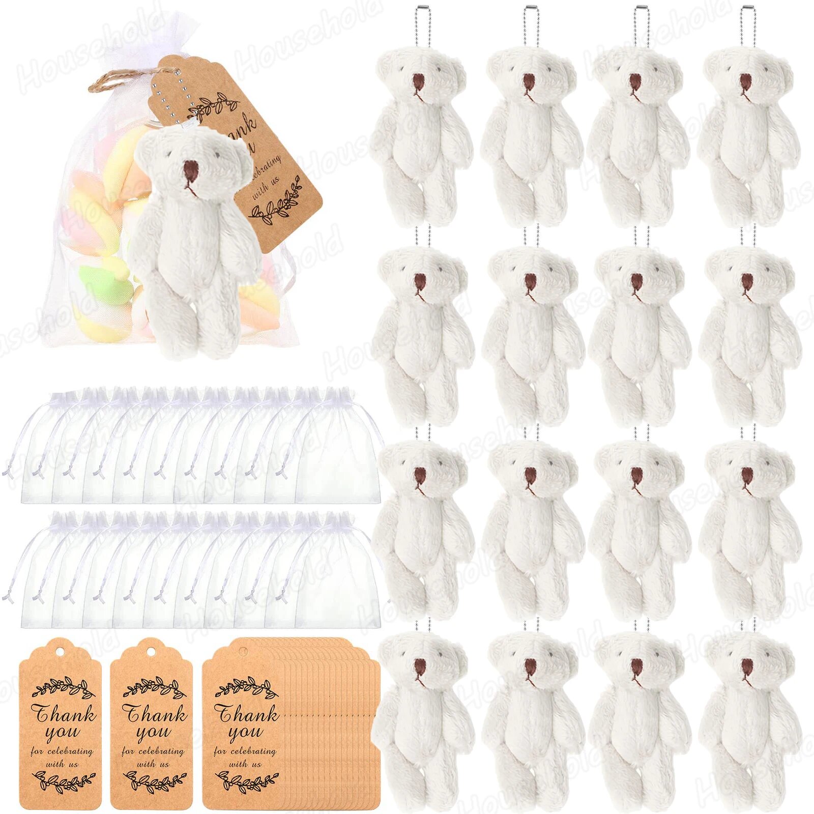 Мини-медведи XMSJ, набор 10-150 шт. Белый, 50Set, White