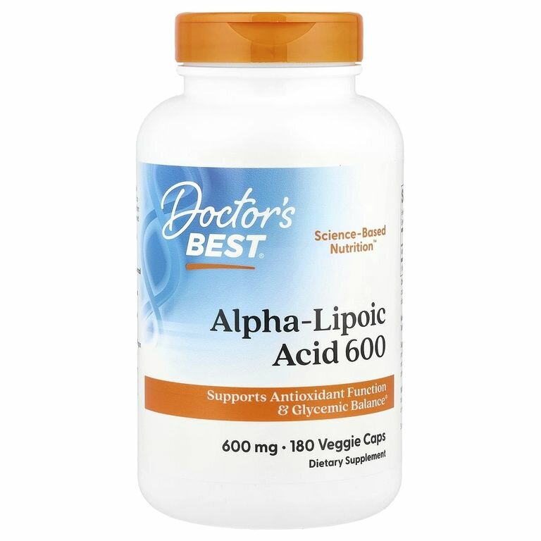 Doctor's Best, Alpha-Lipoic Acid 600, Альфа-липоевая кислота (АЛК) 600 мг, 180 капсул - Дисконт