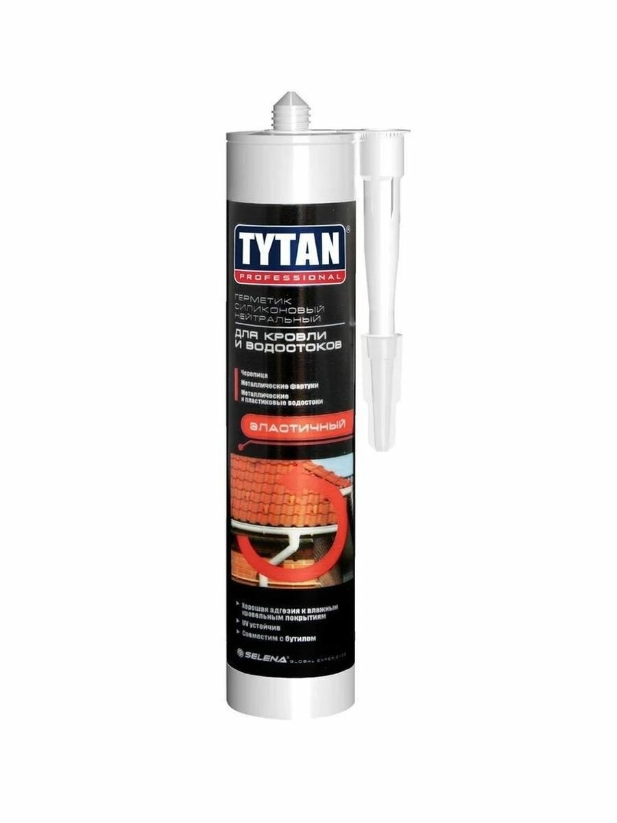 Tytan Professional Герметик Силиконовый Нейтральный для кровли и водостоков чёрный 310 мл