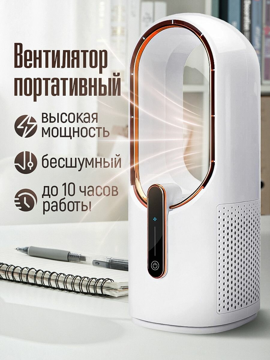 Настольный мини вентилятор для дома и офиса беспроводной портативный колонный