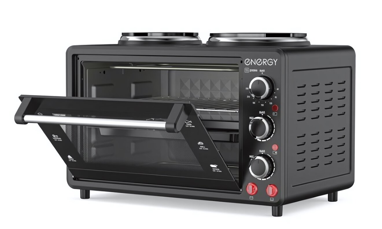 Электрическая духовка ENERGY GH-26А-В 26 л с 2 конфорками, термостат, мощность 1400 Вт