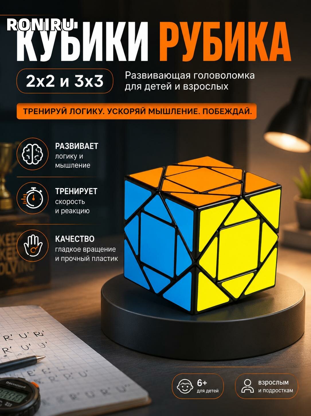 Кубики Рубика 2x2 и 3x3 — развивающая головоломка для детей и взрослых, мозговой тренажёр для скорости и логики