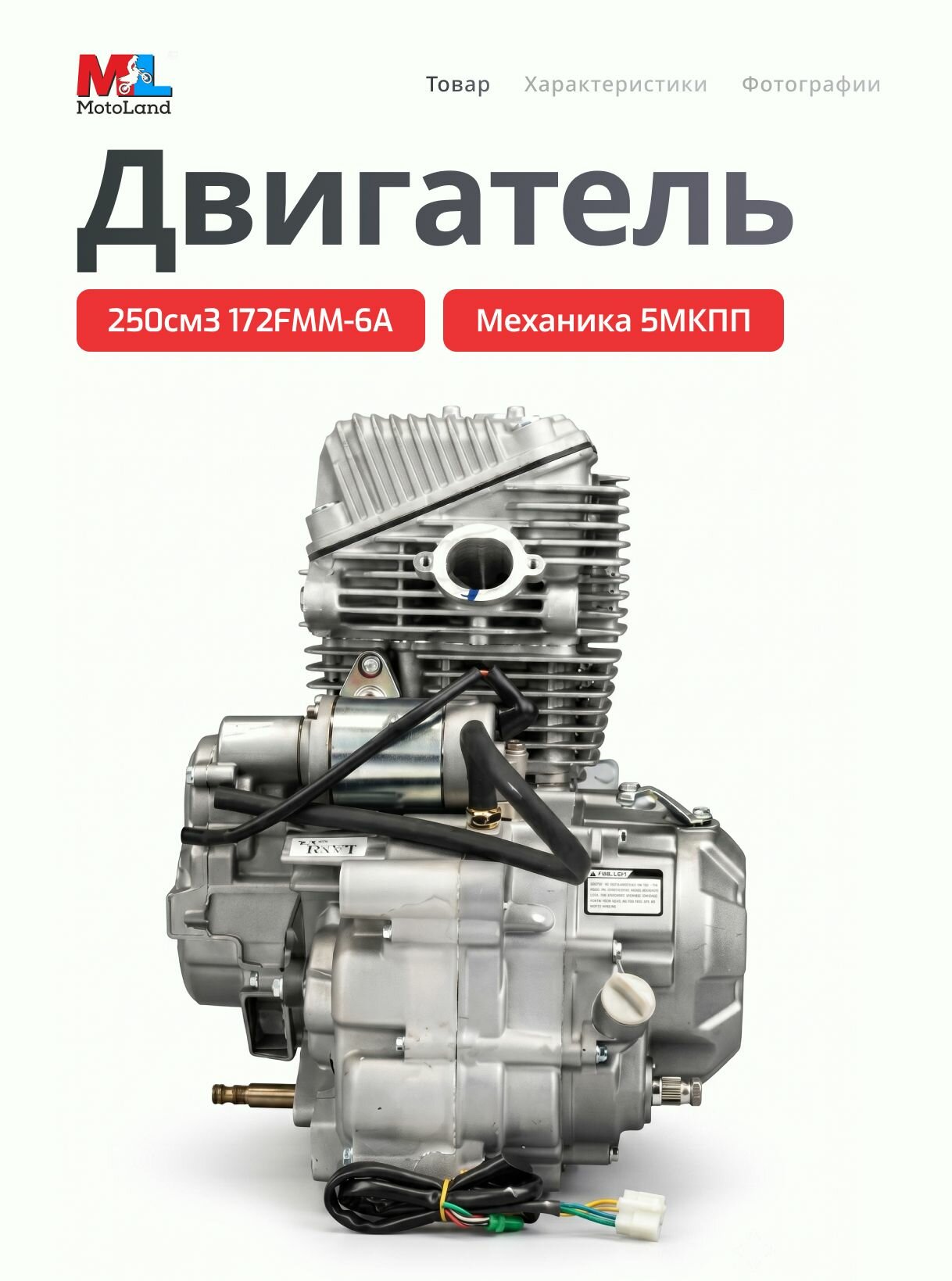 Двигатель 250см3 172FMM-6A (4 клапана) CB250-F (72x61,4) Zongshen грм цепь, 5ск (б/балансир.)
