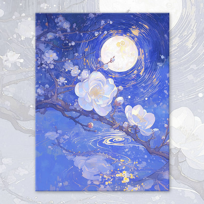 DIY цифровая картина: Рисунок Лунного Цветка, акриловая живопись на холсте, 60x75 см - Большая творческая декоративная