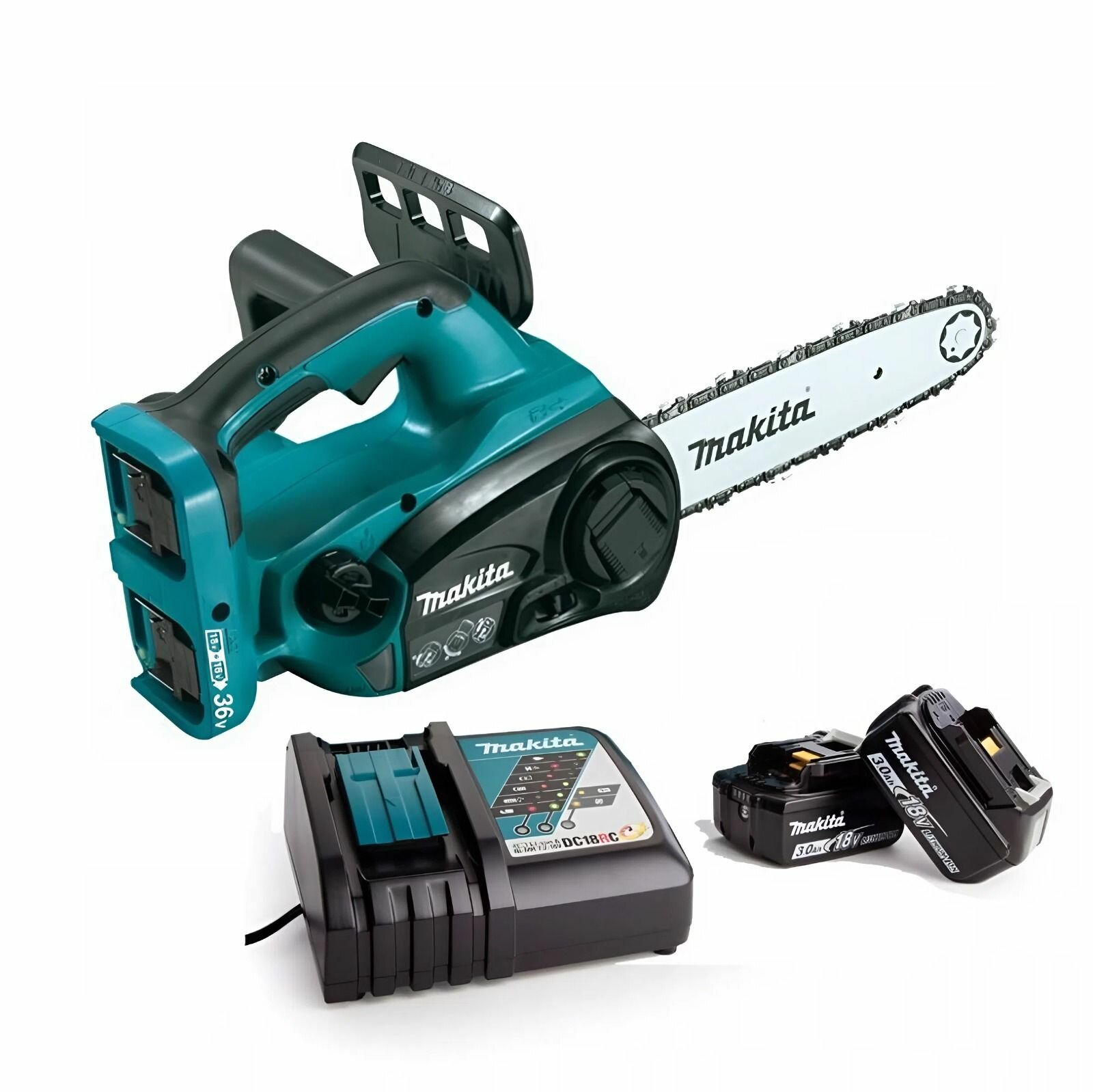 Пила аккумуляторная цепная Makita DUC302RF2 800Вт. 2х18В (2АКБ 3Ач, З/У)