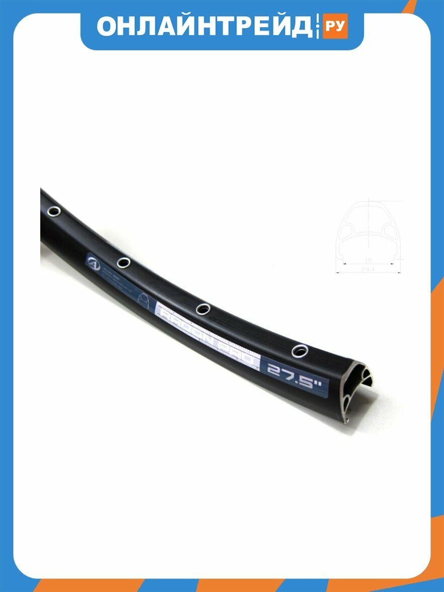 Обод велосипедный Author Radon Pro, 27.5", двойной, пистонированный дисковый тормоз, (584х19/32 32отв.) спорт, черный, 8-36091605