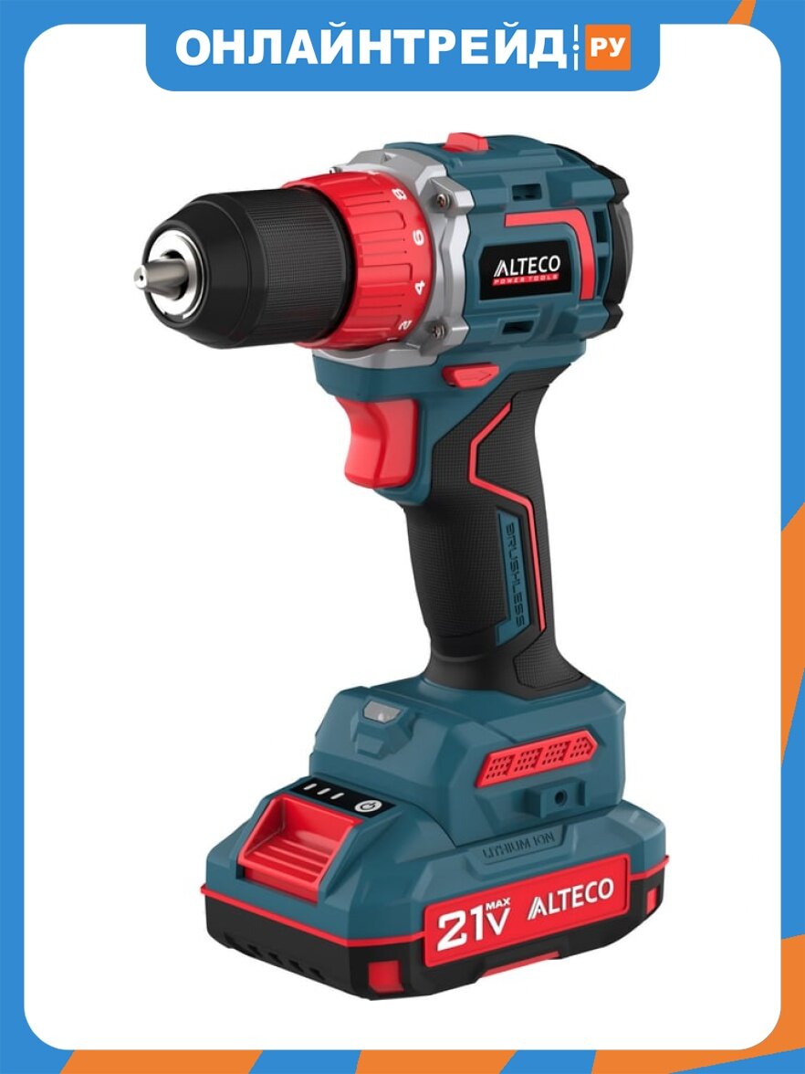 Бесщеточная аккумуляторная дрель шуруповёрт Alteco CD 21-60 BL