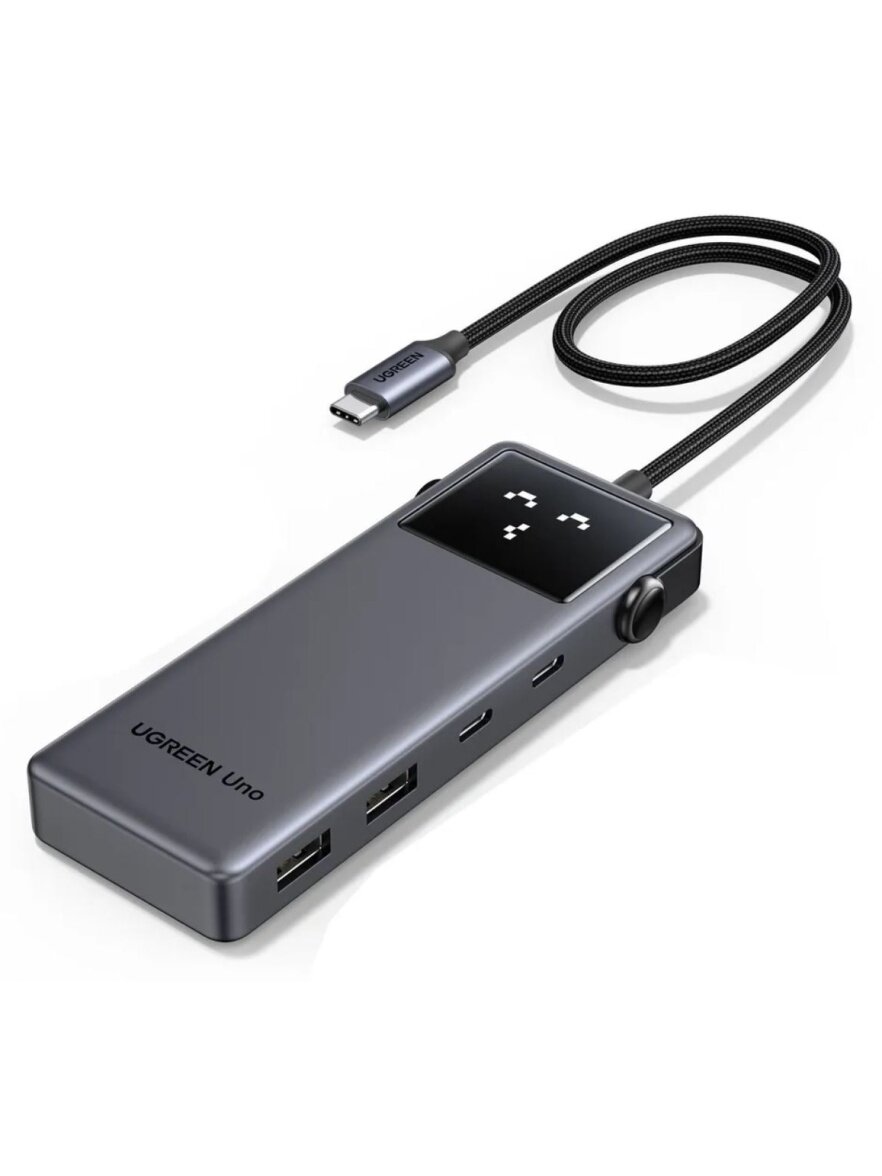 Хаб (разветвитель) Ugreen CM888 UNO, 6 в 1: 4Kх60ГЦ, USB-C - HDMI, 2хUSB-А 3.2, 2хUSB-С 3.2, PD, серый (35998)