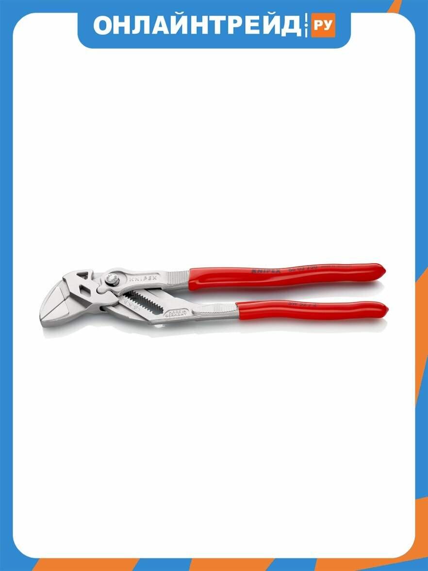 Клещи переставные - гаечный ключ Knipex KN-8603250SB, 52 мм (2"), 250 мм, хром, пластиковые рукоятки