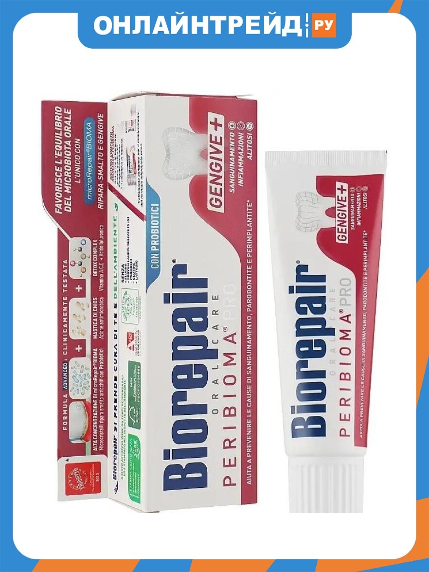 Зубная паста Biorepair Peribioma Pro Gengive+ для защиты десен, 75 мл