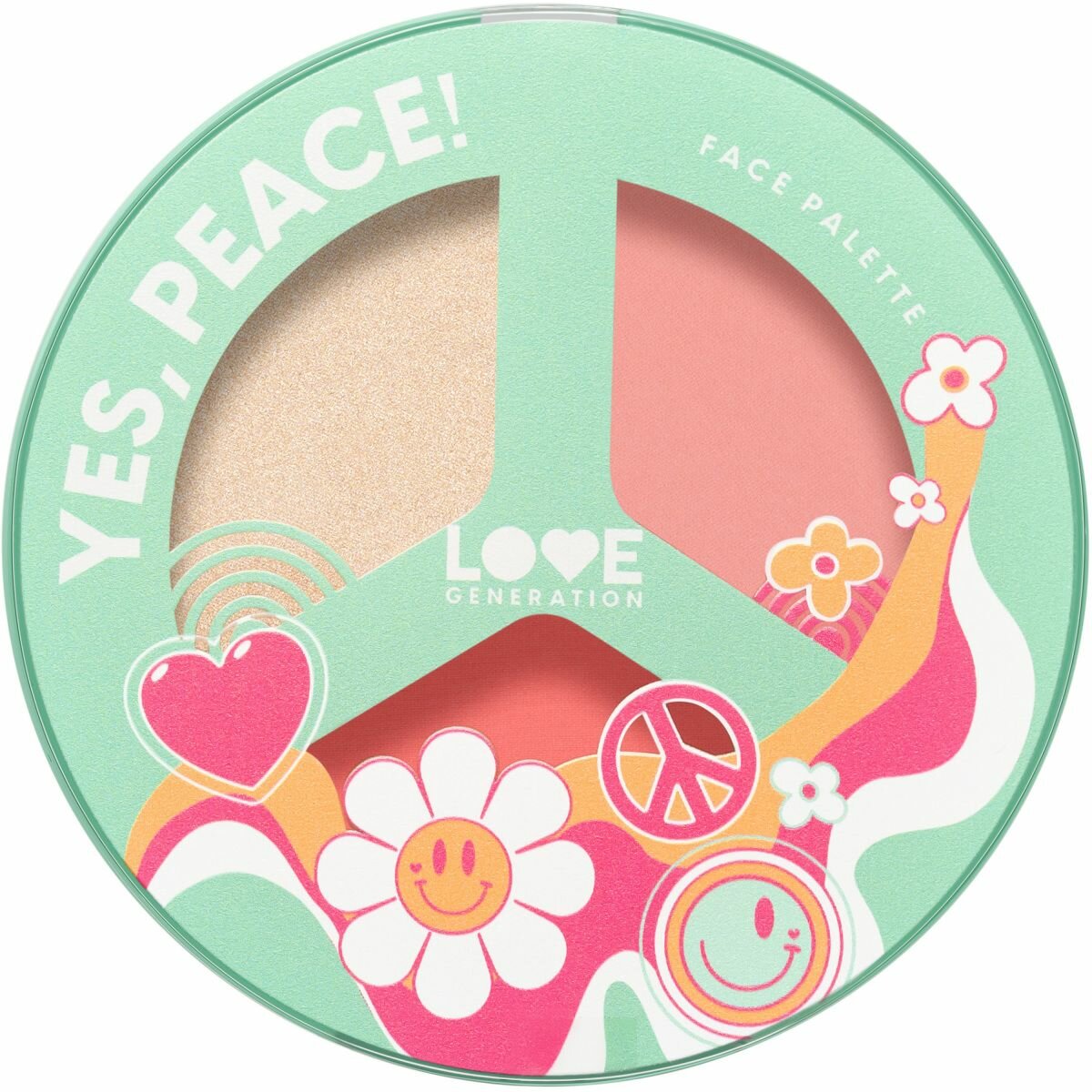Love Generation Палетка для контуринга Yes, Peace, тон 02 Пыльная роза, розовый, золотой//