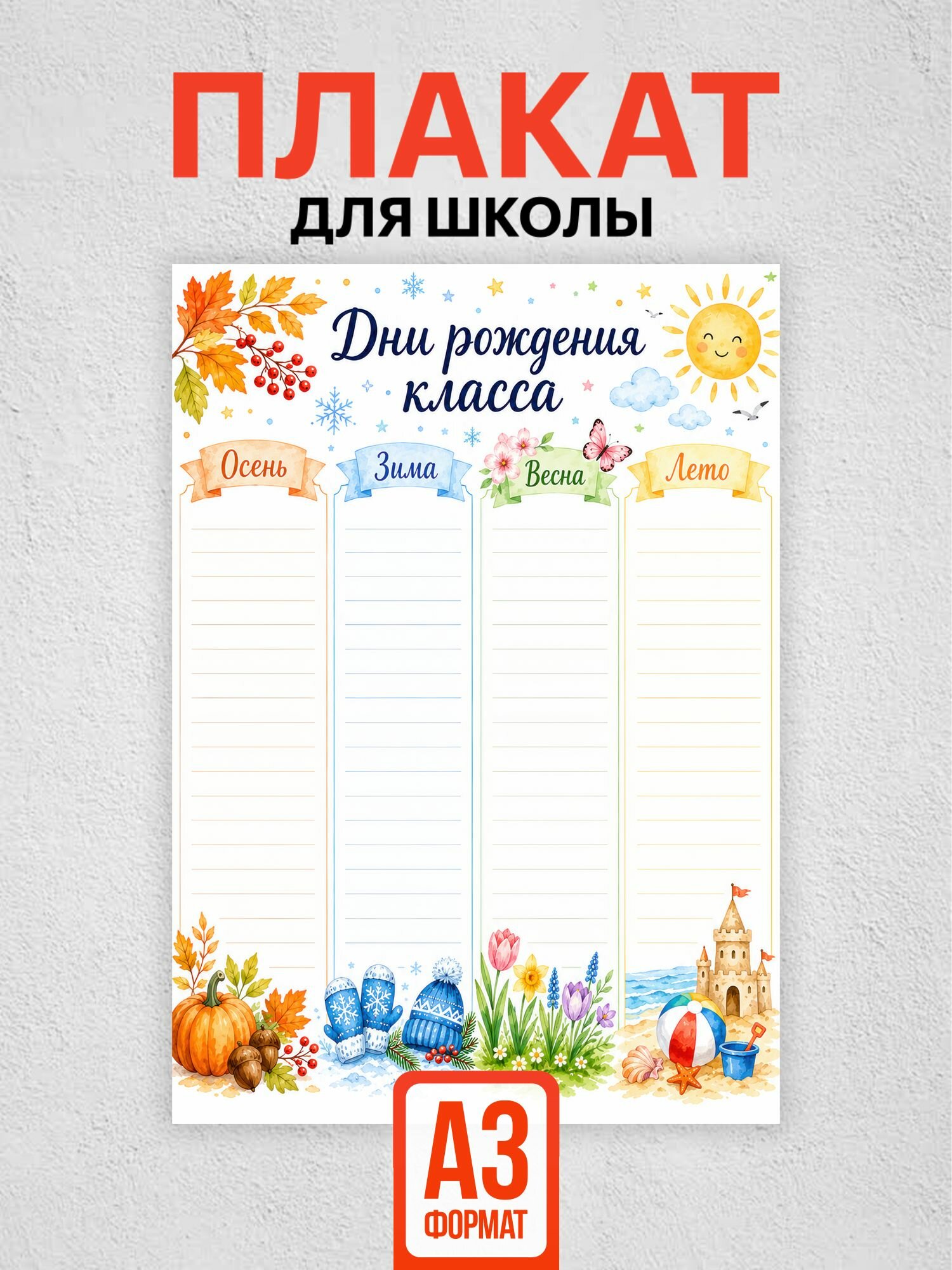 Дни рождения класса плакат