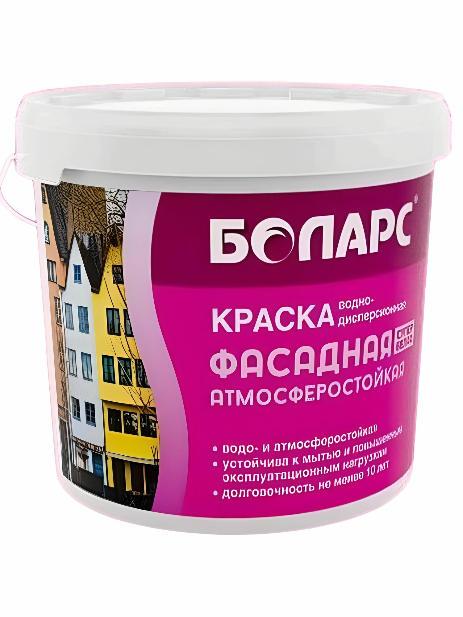 Фасадная краска боларс ВД-АК-108, матовая, белая, атмосферостойкая, 15кг