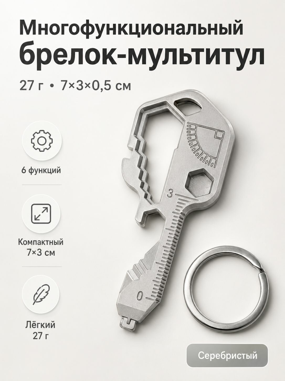 Многофункциональный инструмент 24 в 1 в виде ключа из нержавеющей стали, EDC брелок для кармана, маленький набор инструментов для туризма и ремонта