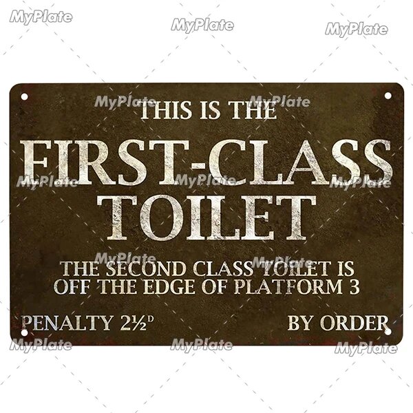 Винтажный знак "First-Class Toilet" для ванной, цвет 5910