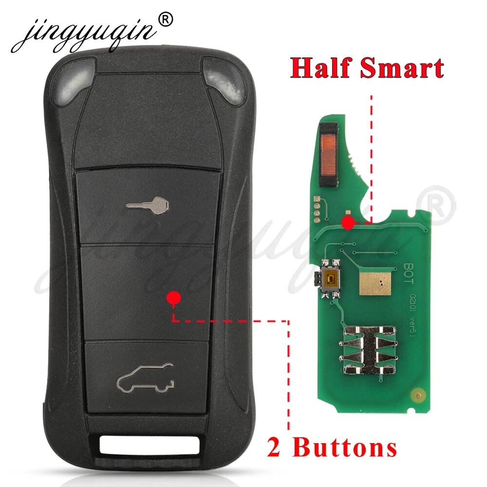 ID46 315/433 МГц Складной ключ-пульт для автомобиля Porsche Cayenne 2 Button Half Smart, 433Mhz