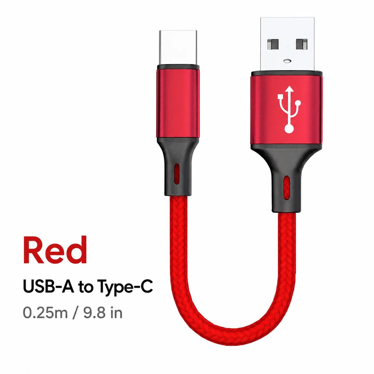Короткий Кабель Micro USB Длиной 0,25 М Для Быстрой Зарядки И Передачи Данных, Красный, Red Type c