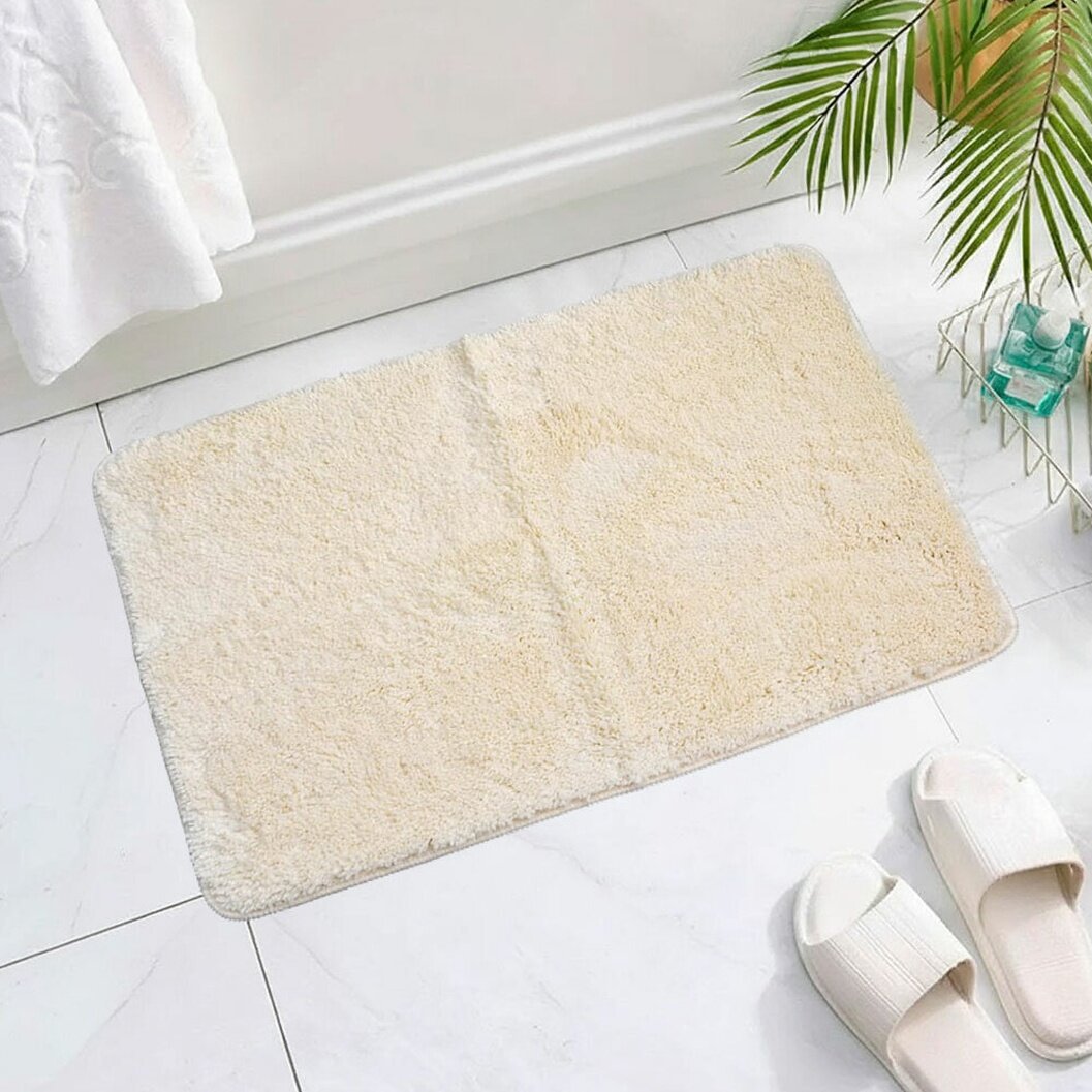Коврик для ванной "DEKOTEX FLUFFY" 50х80см, ворс 20мм, противоскользящий, кремовый