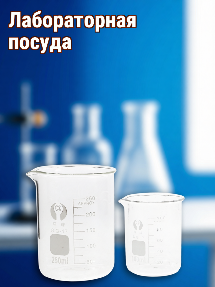 Набор стеклянных лабораторных мензурок для хранения, 5 штук, 10-250 мл