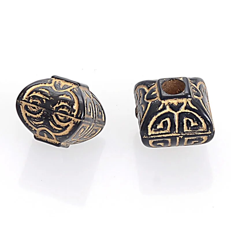 Акриловые квадратные бусины-разделители MIASOL Black with gold