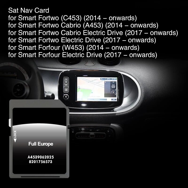NAVINESA GPS-карта для Smart 453 SD-карта 2025 Европа