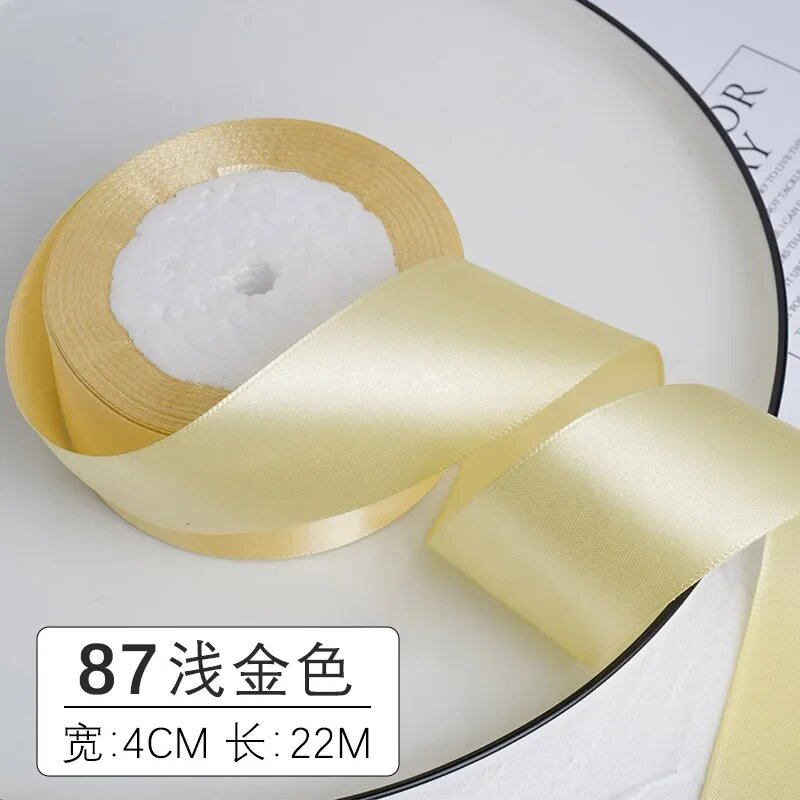 Сатиновая лента Wusmart для рукоделия 1-5 см Желтый, Light Gold, 1.5cm Wide