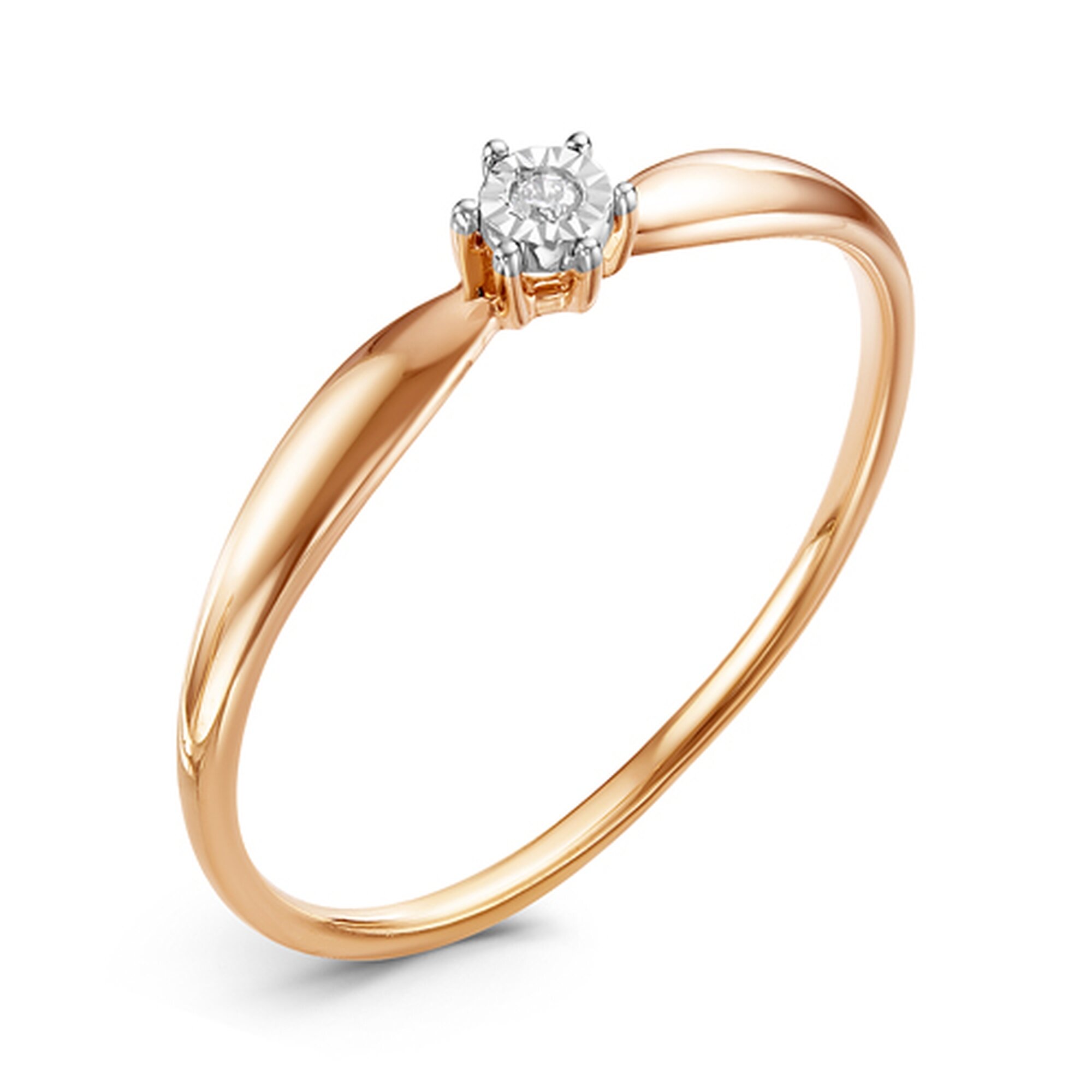 Кольцо Diamant online, красное золото, 585 проба, бриллиант