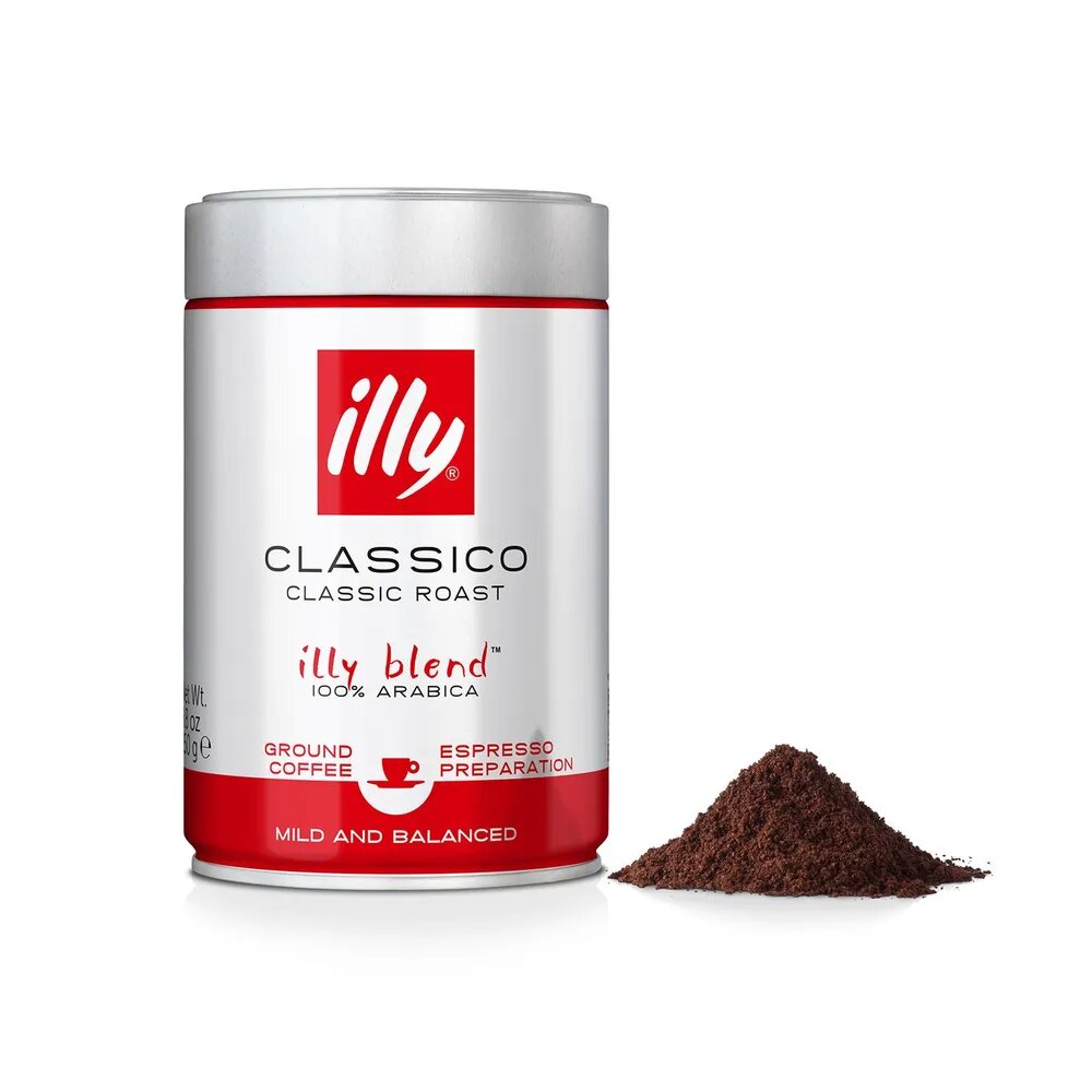 Кофе молотый illy Classico Espresso, банка 250 г (арабика 100%, Италия)