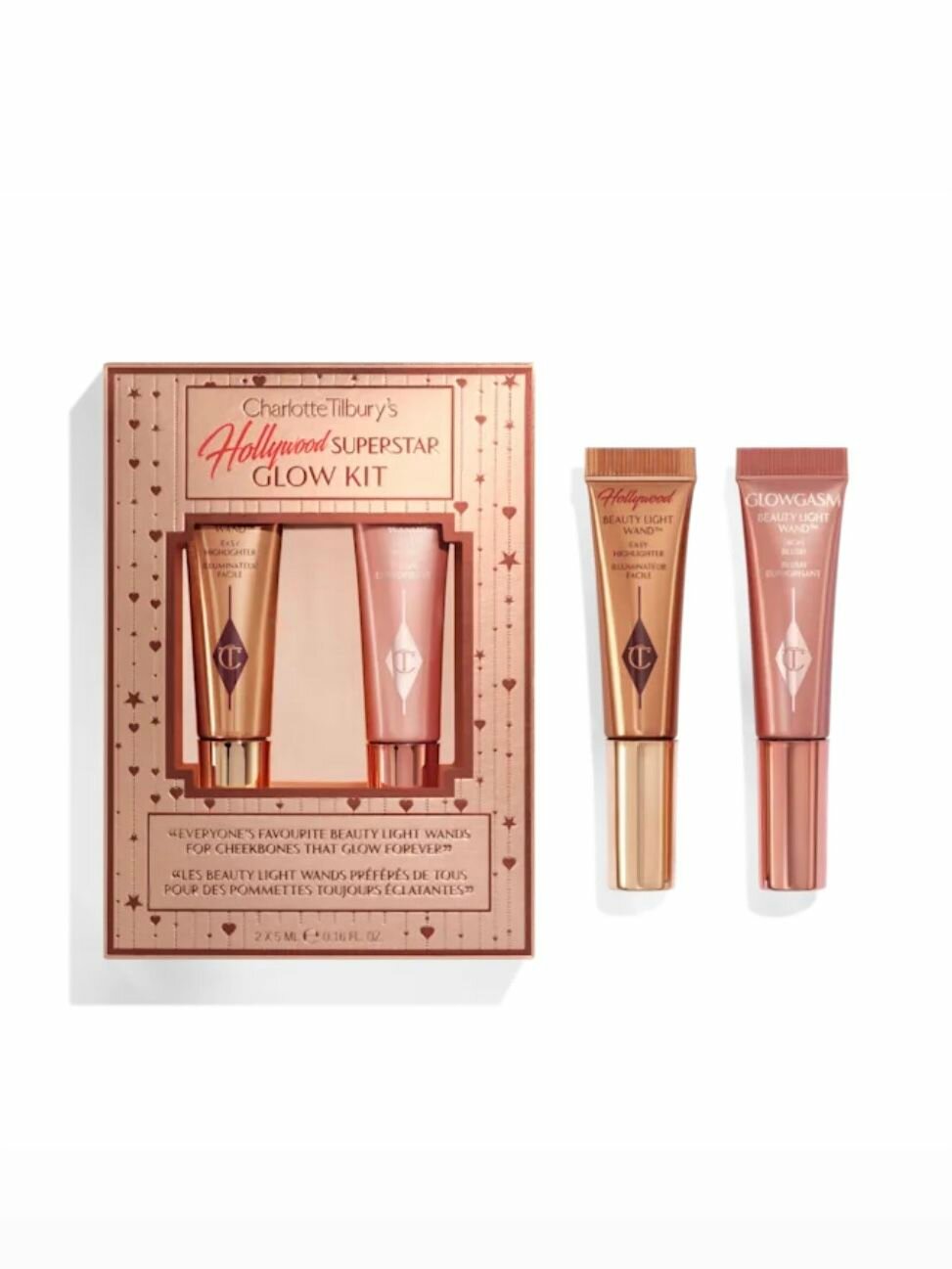 Набор хайлайтер и румяна с сиянием Charlotte Tilbury Hollywood Superstar Glow Kit (Pinkgasm и Spotlight), 2 x 5 мл